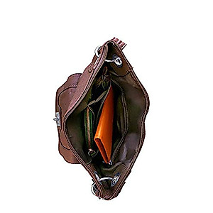 Concealed Carry Cross Body Leather Gun Purse with Locking Zipper (Brown)