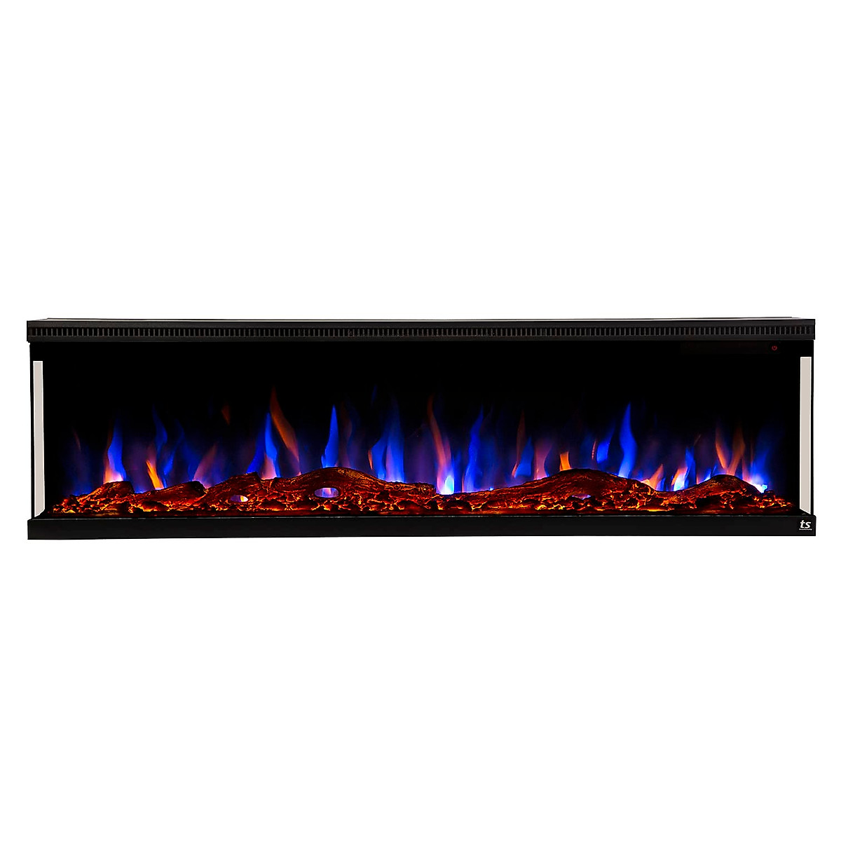 Touchstone Sideline Infinity 3-Sided Smart 72-inch WiFi-Enabled Electric Fireplace - 80051 - Built-in - 60 Color Combinations - 1500/750 Watt Heater (68-88°F Thermostat) - Black - Log & Crystals
