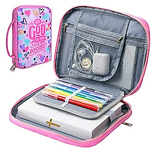 Bible Covers for Women Girls Bible Case Large Bible Bag with Handle Bible Tote Bag Zipper Pocket Bible Cover for Bible Study Supplies