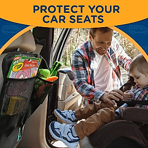 KangoKids Car Seat Protector (2Pk)– XLarge, Heavy Duty Kick Mats – Waterproof & Sag Proof Back Seat Protector to Protect Upholstery from Dirt – Car Seat Back Protector with Reinforced Storage Pockets