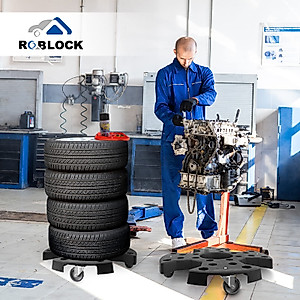 ROBLOCK Flat Moving Tire Dolly with 4 Wheels Capacity 300 LBS, Furniture Dolly Appliance Movers with Lockable Wheels, Heavy Duty Rolling Plant Stand with Casters for Garage Home, 25" x 25" x 4", 1 PC