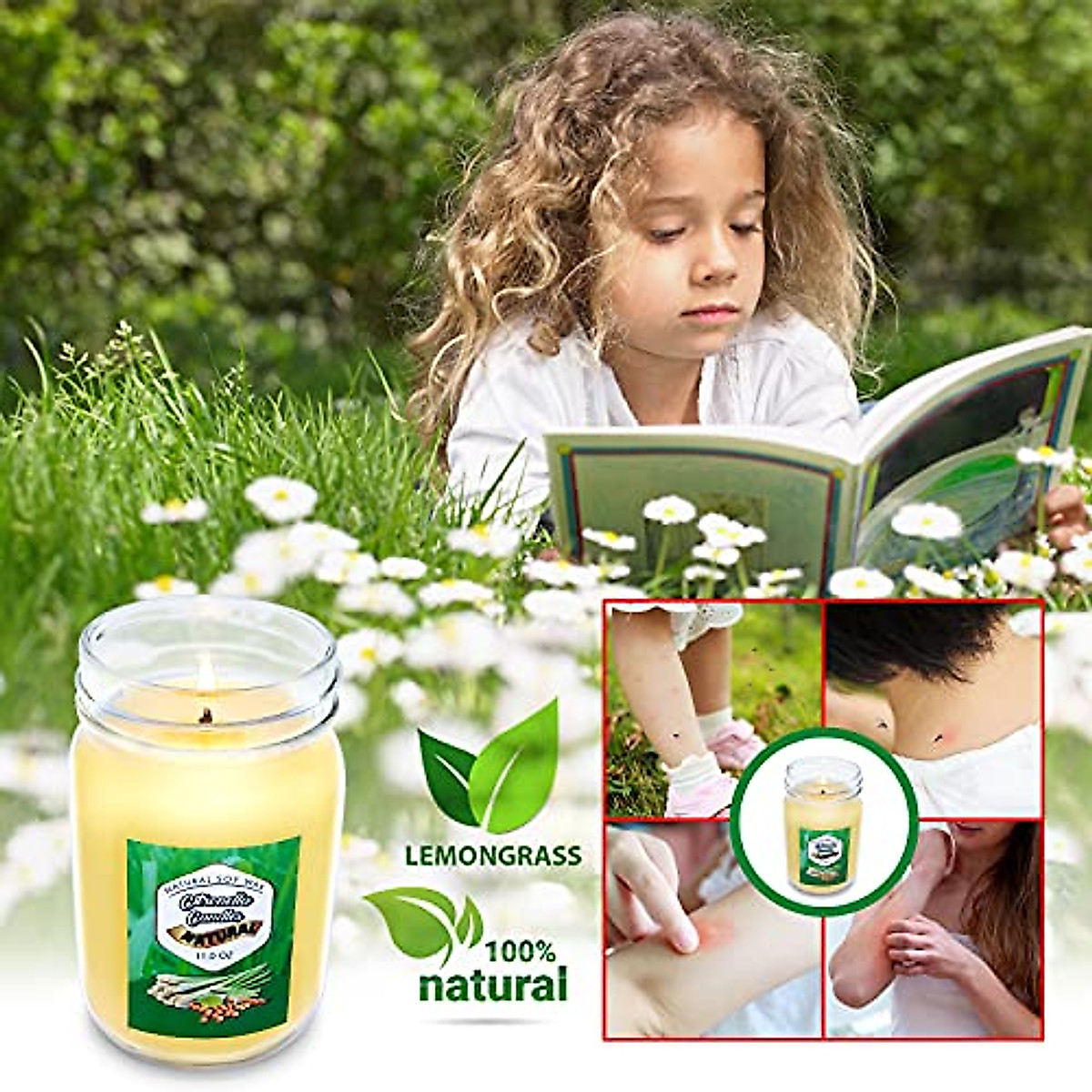 soyyla Citronella Candles Outdoor and Indoor, 11 oz Mason Jar Candles Scented Candles Gift Set for Patio Garden Yard- 2 Pack, 2.8 IN × 4.8 IN