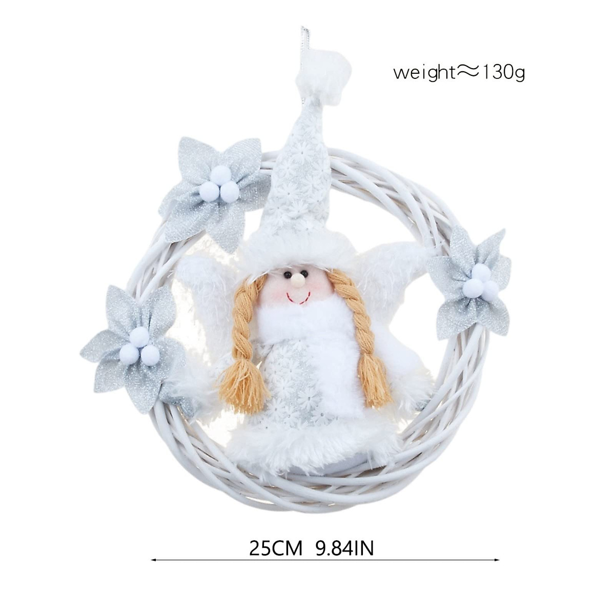 QAZIUY Christmas Wood Hanging Ornaments Ornaments for Crafts White Angel Wreath Rattan Ring Door Hanging Christmas Tree Pendant Christmas Decoration Arrangement Props Gift for Xmas Tree Holiday Party