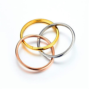 Naivo Tri-Color Gold Plated Interlocked Rolling Bands Ring Women's (ring size 9#)
