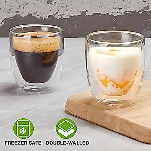 Gencywe Double Walled Espresso Cups Set of 4, 3 Ounce Clear Expresso Coffee Mugs, Espresso Shot Glasses, Double Wall Insulated Espresso Cups Suit for Espresso Machine, Microwave Safe