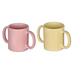 HealthGoodsIn Dual Handle Mug (Double Grip Mug) Set of 2 for Secure Hold, 11.83 Fl. Oz. (350 Ml) (Pastel Color)