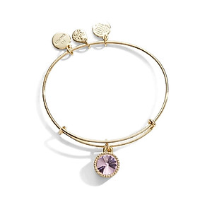 Alex and Ani Birthstones Expandable Bangle for Women, October, Pink Rose Crystal, Shiny Gold Finish, 2 to 3.5 in