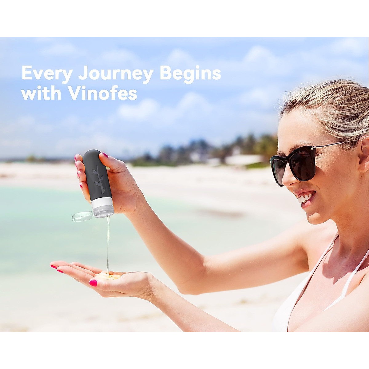 Vinofes 16 Pack Travel Size Toiletries Kits - Leak Proof TSA Approved Travel Bottles for Toiletries Essential - BPA Free Travel Containers for Shampoo, Conditioner, Lotion (16Pcs/Black)