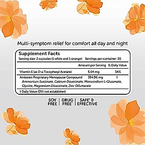 Amberen: Safe Multi-Symptom Menopause Relief. Clinically Shown to Relieve 12 Menopause Symptoms: Hot Flashes, Night Sweats, Mood Swings, Low Energy and More. 2 Month Supply