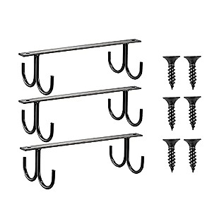 TRUSBER Mug Holder Under Shelf Coffee Cups Organizer Under Cabinet 3 Pack Cups Mugs Rack with Hooks 12 Hanging Hooks for Mugs,Coffee Glass Cups