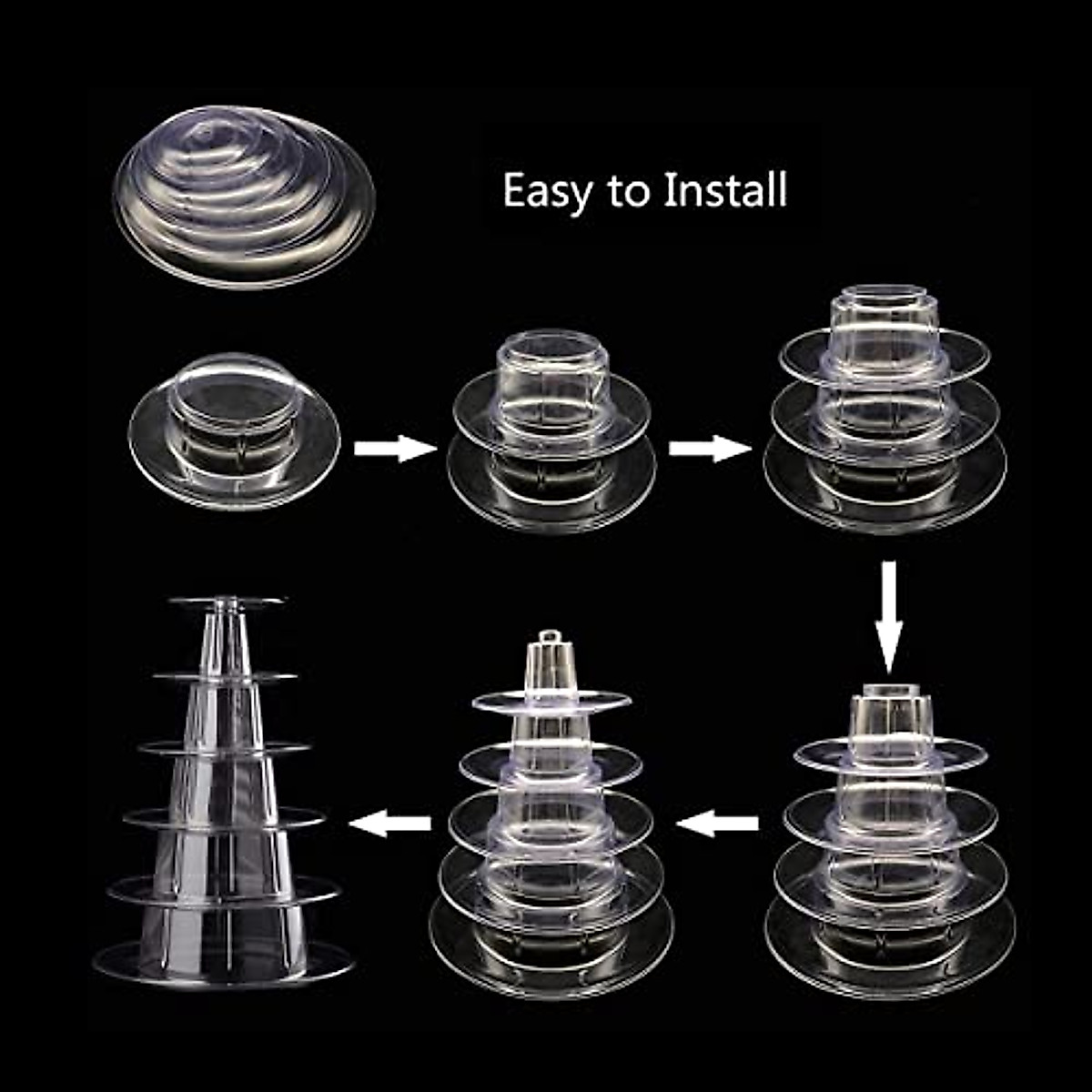6 Tiers Round Macaron Tower Stand Cake Display Rack Cupcake Stand Desserts Display for Wedding Birthday Decor