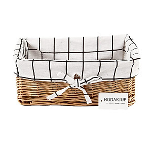 Wicker Storage Basket, Rectangular Storage Basket，Natural and Decorative, Arts and Crafts. (Natural)