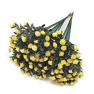 LoveniMen Artificial Mini Flowers, Gypsophila Plastic Plants Fake Flowers Wedding Bridal Bouquet Party Indoor Outdoor DIY Home Garden Verandah Corridor Table Arrangements Decoration Yellow - 20 pcs