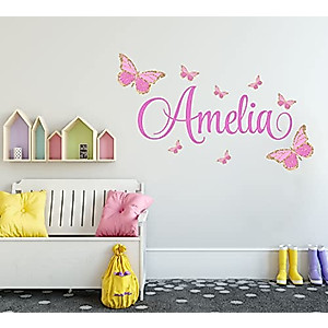 Butterfly Wall Decals - Custom Name Wall Decal – Baby Girl Wall Decor - Personalized Name Wall Decals for Girls – Kids Bedroom Nursery Decor - Butterflies Sticker