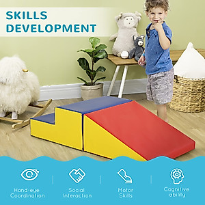 Soozier 2 Piece Climb and Crawl Activity Play Set Soft Secure Foam Playset for Toddler Preschooler Indoor Play Equipment Baby Learning Toys Multicolor