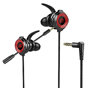 Gaming Earbuds Wired with Microphone, in-Ear Gaming Headset Earphones Headphones for PS5s PS4s, Xboxs Ones, Nintendos Switch, Playstations 4 5, Mobile Gaming 3.5MM Jack Headphones Black