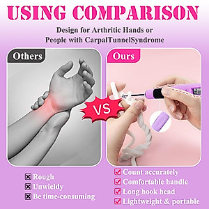 Lirmiery 18 Size Counting Crochet Hooks Set Digital with Light up Crochet Hooks Set Ergonomic Soft Grip,Lighted Crochet Hooks for Stitch & Row Counting