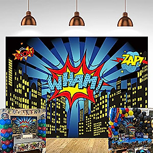 Superhero City Theme Photo Booth Birthday Party Decoration Supplies Background Studio Prop (7x5FT)