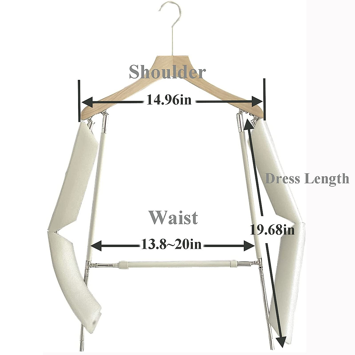 Metal Body Shape Clothing Display Hangers with Adjustable Waist and Arms, Female Mannequin Torso for Retail Boutique Photography Show, Fashionable Dress Form to Hang Coat Jackets Sweater Tops