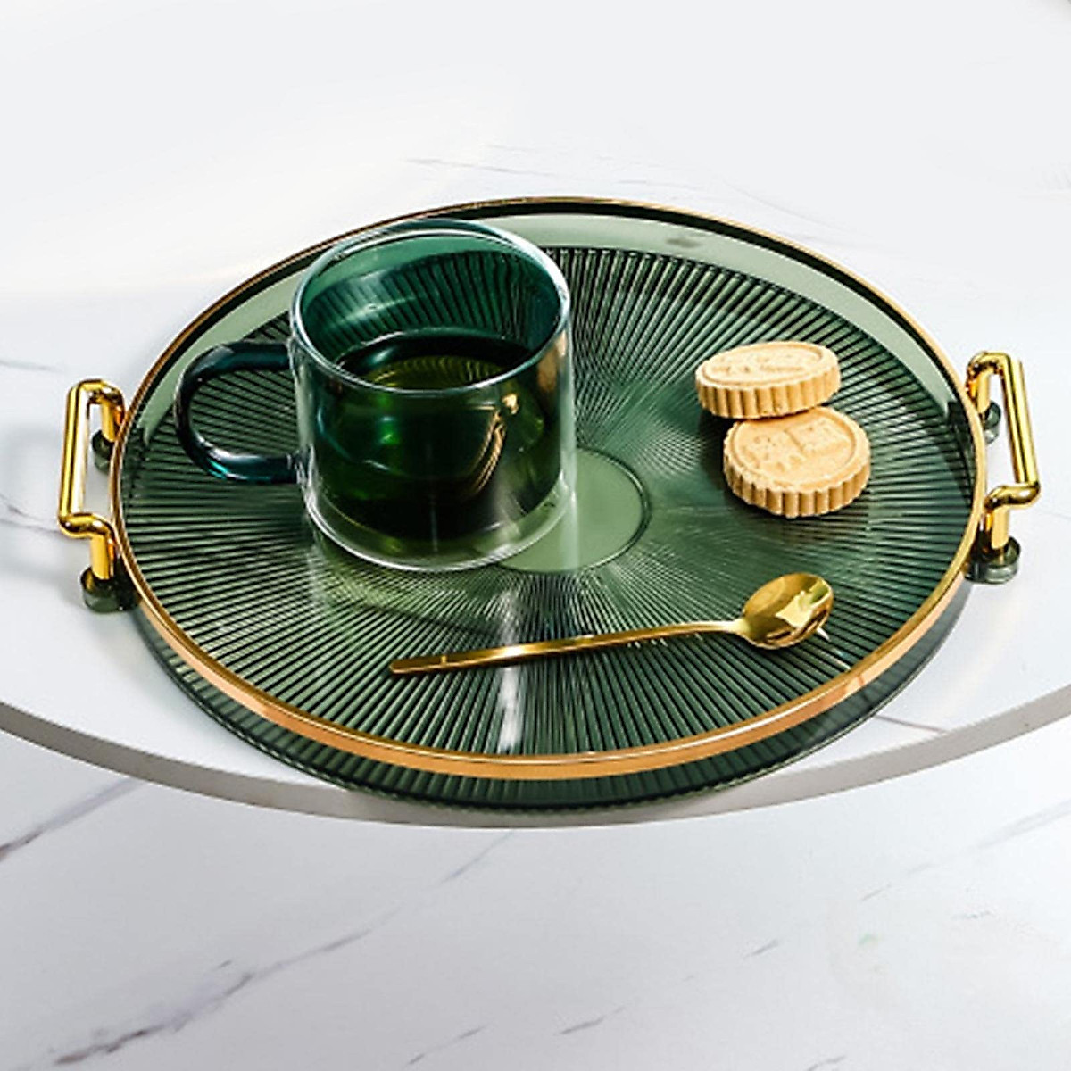 KESOTO Serving Tray, with Handles Platters for Party Dressing Room Kitchen Decoration Storage, Green