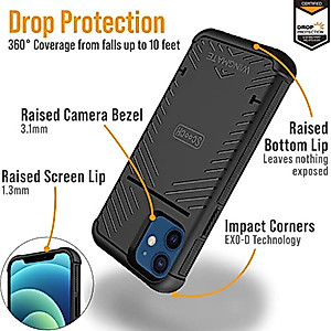 Scooch iPhone 12/12 Pro Case with Card Holder [Wingmate] iPhone 12 Wallet Case and iPhone 12 Pro Wallet Case [Slim & Minimal] 10-Foot Drop Protection, Magnetic Back for Car Mounts (Black)