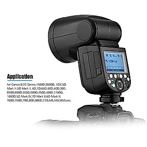 Godox V1C Camera Flash Speedlite Speedlight Round Head Compatible with Canon EOS Series 1500D 3000D 5D Mark LLL 5D Mark ll for Wedding Portrait Studio Photography + Godox AK-R1 Pocket Flash Light Acce