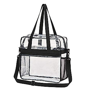 USPECLARE Clear Bag, Clear Tote Bag Stadium Approved, Stadium Security Travel & Gym Clear Bag for Work, Sports Games, Concerts and Women Men 12 x 12 x 6 inch (Black)
