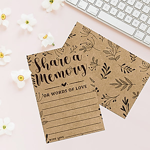 Memory Cards for Collections of Life, Kraft Share a Memory Cards with Box, Memory Cards Box for Guest Card Ideas Funeral Graduation Wedding Bridal Shower Baby Shower Birthday Anniversary Retirement