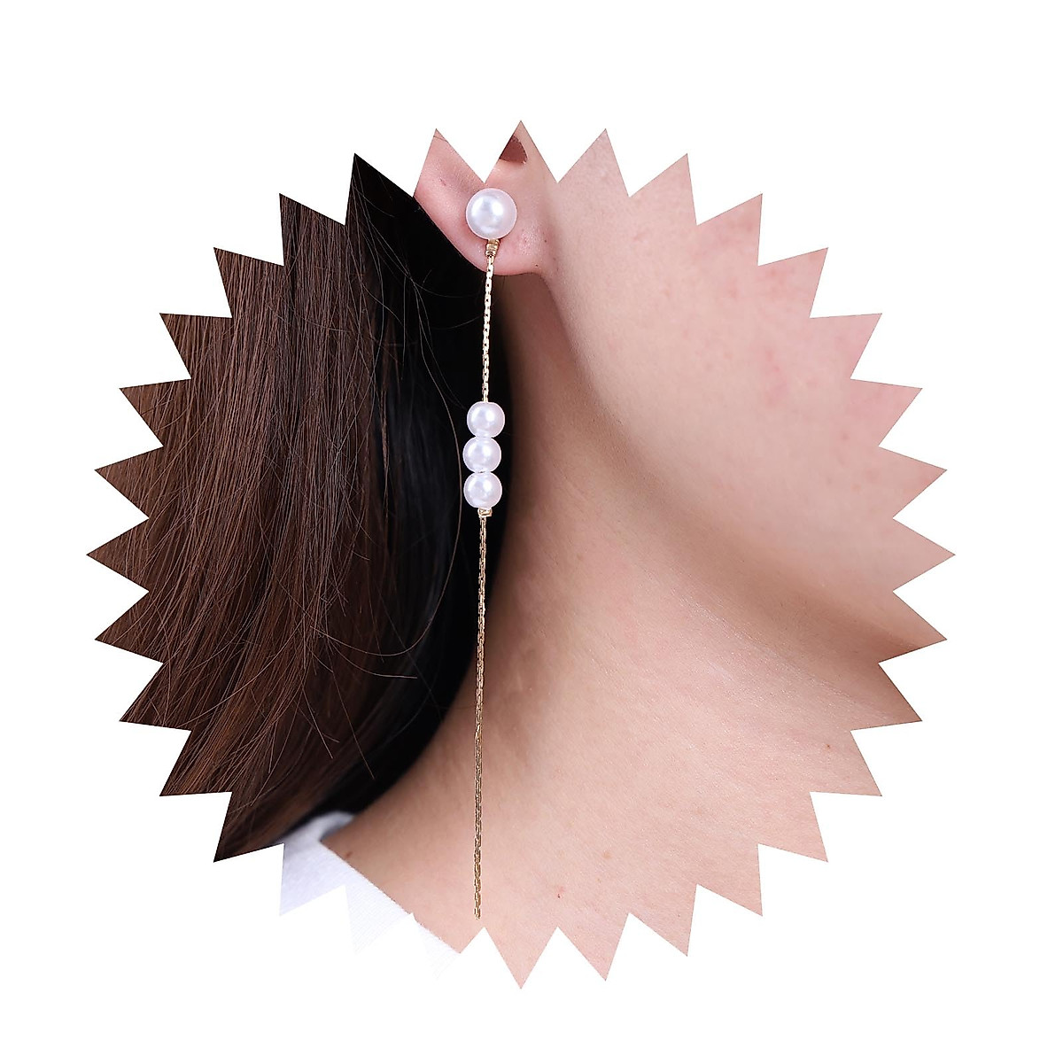 Sttiafay Vintage Pearl Dangle Earrings Long tassel pearl earrings Gold Pearl Chain Earrings Pearl Wedding Drop Earrings Jewelry for Women and Girls