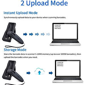 Bluetooth Wireless Barcode Scanner with Stand Handheld Portable USB Bar-Code Reader Scanner Entries Enable Keyboard Entry,Computer Screen Barcode Scanner