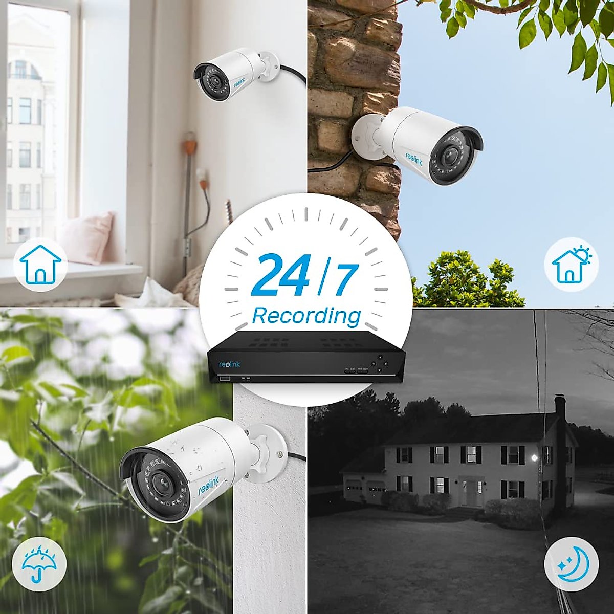 REOLINK Smart 4MP 16CH PoE Home Security Camera System, 8pcs Wired 1440P IP Camera with Person Vehicle Detection, Night Vision, 4K NVR with 4TB HDD for 24-7 Recording RLK16-410B8