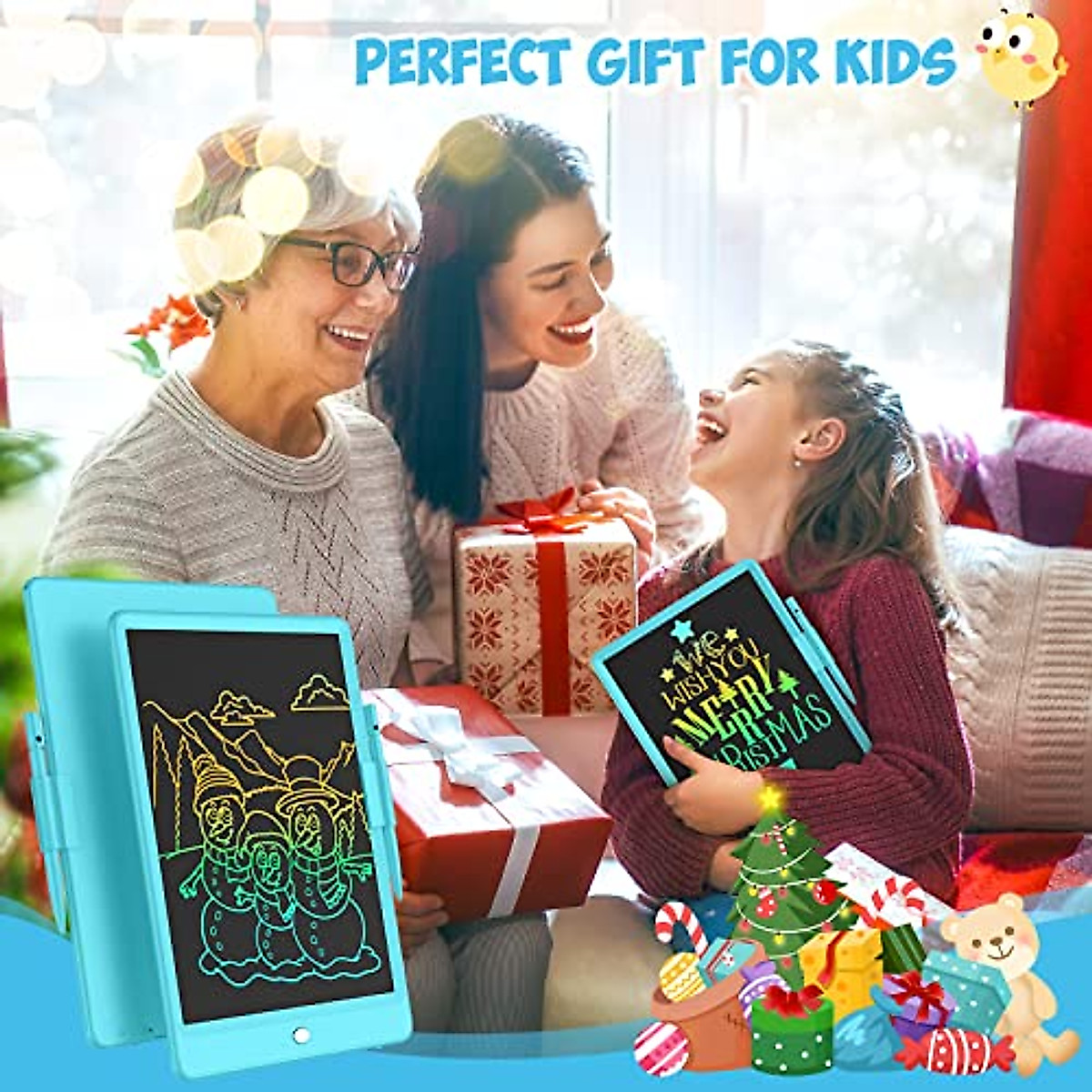 LCD Writing Tablet for Kids, 10 Inch Colorful Drawing Tablet Doodle Board, Learning &Educational Toys for 3 4 5 6 7 8 Years Old Girls Boys Birthday, Blue