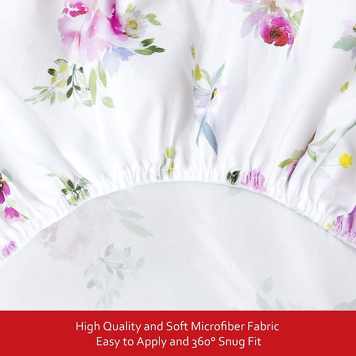 Crib Sheets Girls 2 Pack Floral, Fitted Crib Sheet for Standard Size Crib and Toddler Mattresses, Soft and Breathable Material, Floral