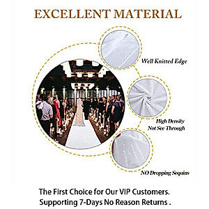 White Aisle Runners for Weddings 2FTx15FT Sequin Fabric Aisle Runner Outdoor Indoor Party Supplies 15FT Long Glitter Bridal Ceremony Carpet Runner for Birthday Prom Hallway Deocration