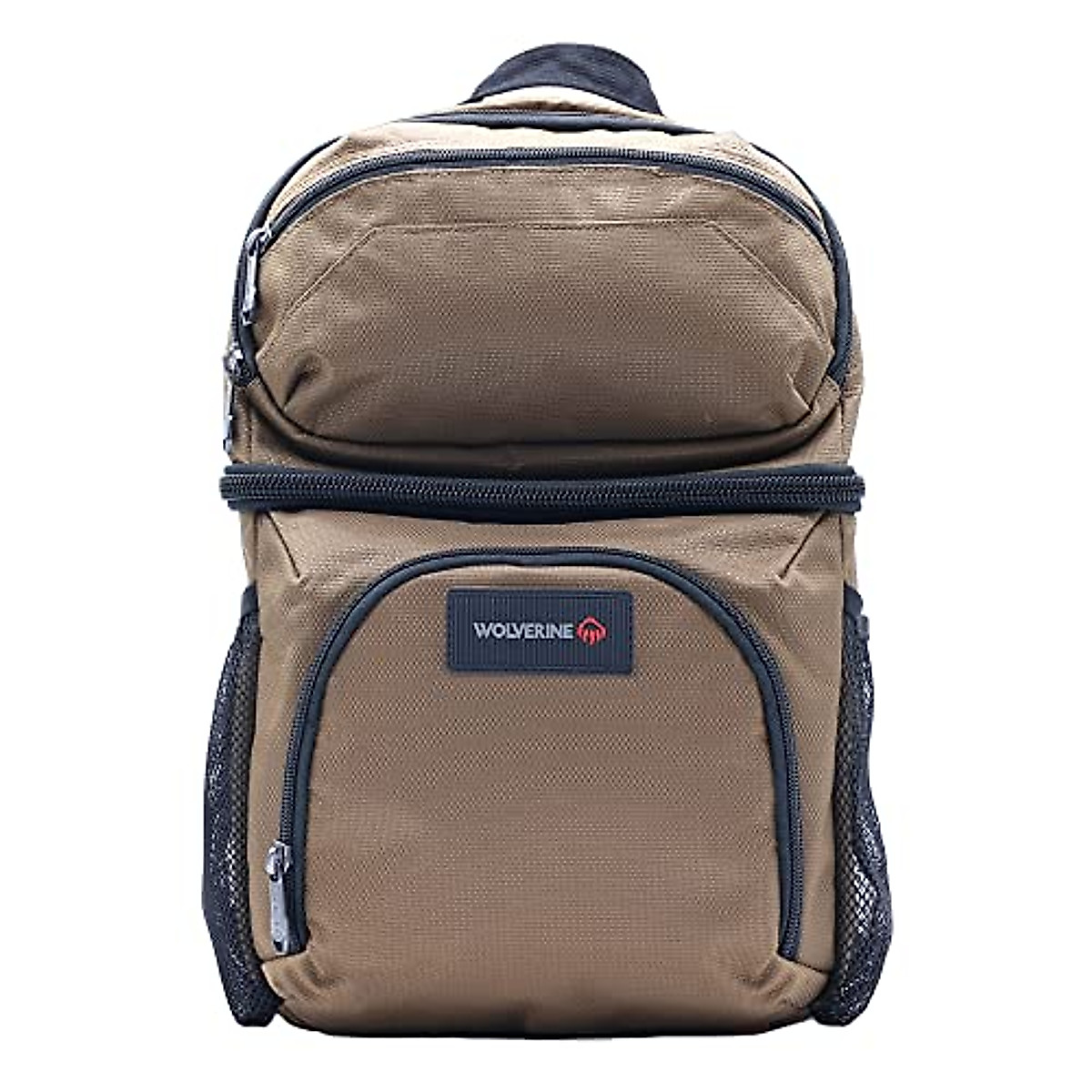 WOLVERINE 18 Can Backpack Cooler | Durable Nailhead Nylon, Dual Compartment Cooler & Dry Storage, Padded Mesh Back Panel, & Exterior Water Bottle Pockets