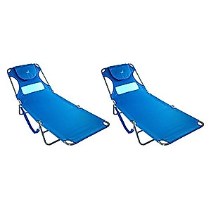 Ostrich Comfort Lounger Face Down Sunbathing Chaise Lounge Beach Chair, (2 Pack)