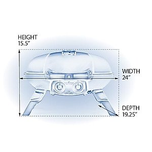 Napoleon TravelQ 285 Portable Gas BBQ Grill, Propane, Blue Lid - TQ285-BL-1 – Two Burners, Cast Iron Cooking Grids, Ideal for Camping & Tailgating