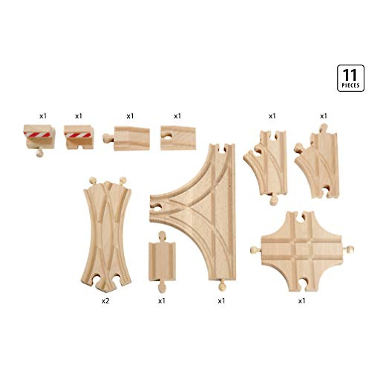 BRIO World 33307 - Advanced Expansion Pack - 11 Piece Set of Wooden Train Tracks for Kids | Train Set Expansion | Fun Learning Toy | Compatible with All Railway Toys | FSC Certified