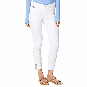 Tommy Hilfiger Women's CFF ANKL PNT W/LGO, Bright White, 12