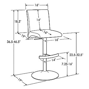 Zuri Furniture Modern Coveteur Adjustable Height Swivel Bar Stool in Black