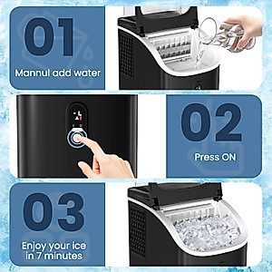 ZAFRO Countertop Ice Maker,30Lbs/24H,Automatic Cleaning Function and 24-Hour Timing Ice Machine with Ice Scoop&Ice Basket,for Home/Kitchen/Camping/Office,Black