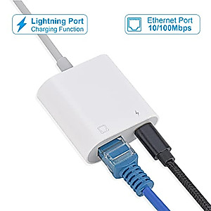 RJ45 Ethernet Adapter for lPhone[Compatible with Apple MFi Certified],10/100Mbps,Support iOS 15, Ethernet Adapter with Charge Port