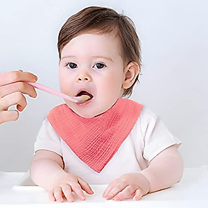 PandaEar 8 Pack Muslin Bibs for Baby Girls, 100% Cotton Baby Bandana Bibs Drool Bibs for Newborns Infant, Absorbent Burp Cloths Baby Bibs for Teething & Drooling