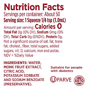 SPLENDA Monk Fruit Liquid Zero Calorie Sweetener Drops, 3.38 Fl Oz Bottle (Pack of 1)