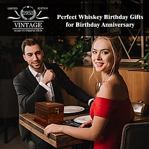 BEYOND MS 70th Birthday Gifts for Men - 70th Birthday Decorations for Men - 1953 Whiskey Glass in Valued Wooden Box - Anniversary Ideas for Him, Dad, Husband, Friends - 12oz Whiskey Glass