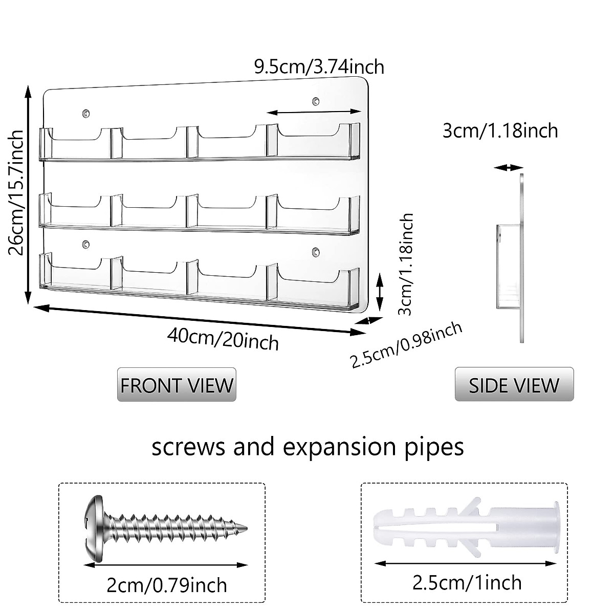 Lincia Acrylic Business Card Holder Wall Mount Clear Sticker Display Rack Multiple Card Holders Clear Acrylic Card Organizing Sticker Display Stand Pre Drilled Acrylic Display (12 Pocket)