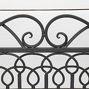 Outsunny Metal Park Bench for Front Porch, Loveseat Like 2 Person, Armrests, Steel Frame, European Antique Style Outdoor Furniture, Black