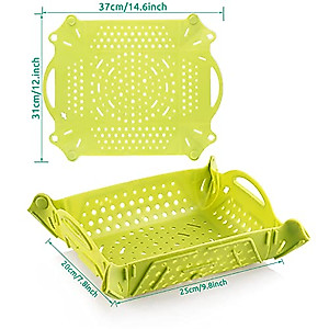 Silicone Trivet Mat, Hot Pot Holder Hot Pads for Table & Countertop, Teapot Trivet Kitchen Trivets, Dish Drying Mat, Non-Slip & Heat-Resistant Silicone Mat, Green 14.6"x12"