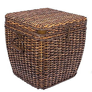 BIRDROCK HOME Rattan Peel Storage Cube with Removable Lid - Spacious Woven Organizer for Shelves - Natural Brown Decorative Cubby for Shoes, Books, Home Decor, and Office - Stylish 16.5 Inch Square