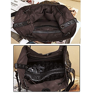 RainboSee Women's 2Pcs Skull Purses and Handbags Punk Tote Top-handle Shoulder Satchels Bag Clutch Black